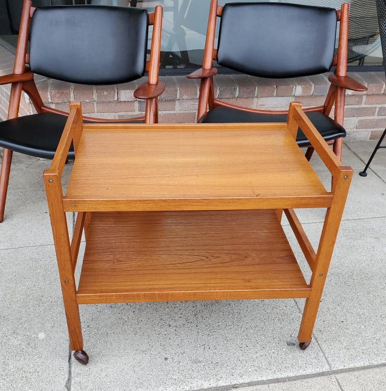 1960s Danish Modern Teak Bar Cart, Bar Trolley, Tea Cart by BRDR FURBO ...