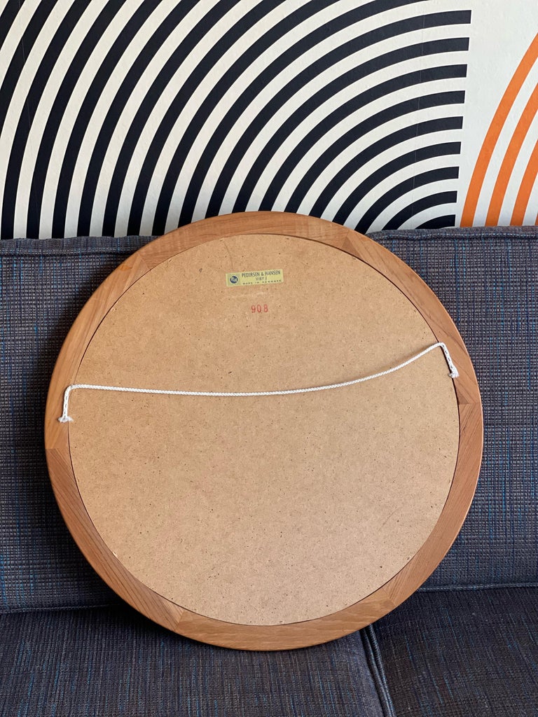 1960s Danish Round Teak Mirror by Pedersen and Hansen For Sale at 1stDibs