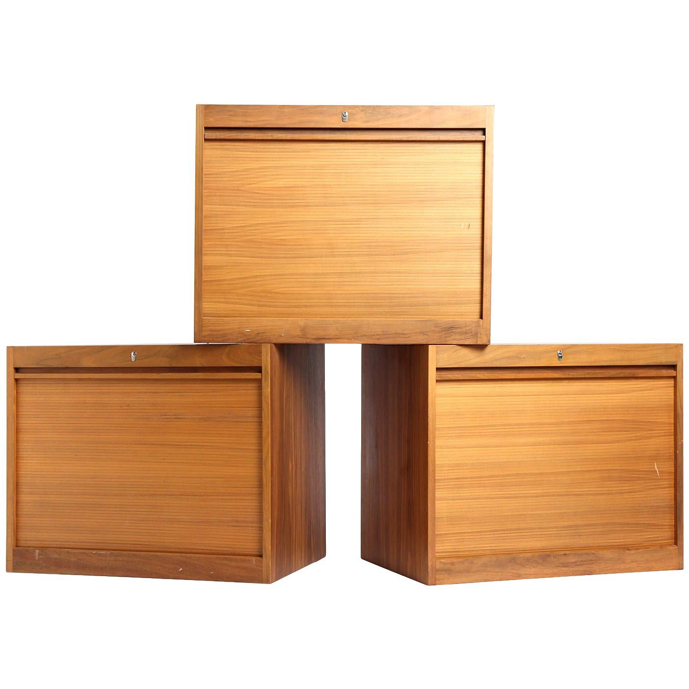 1960s Danish Tambour Door Storage Unit by Hans J. Wegner for Johannes ...