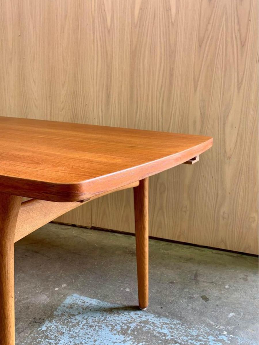 1960s Danish Teak and Oak Dining Table For Sale at 1stDibs