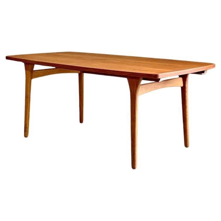 1960s Danish Teak and Oak Dining Table For Sale at 1stDibs