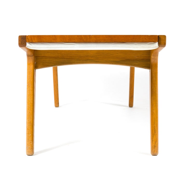 A Unique Oak Bench With a Reversible Teak And Leather Top For Sale at ...