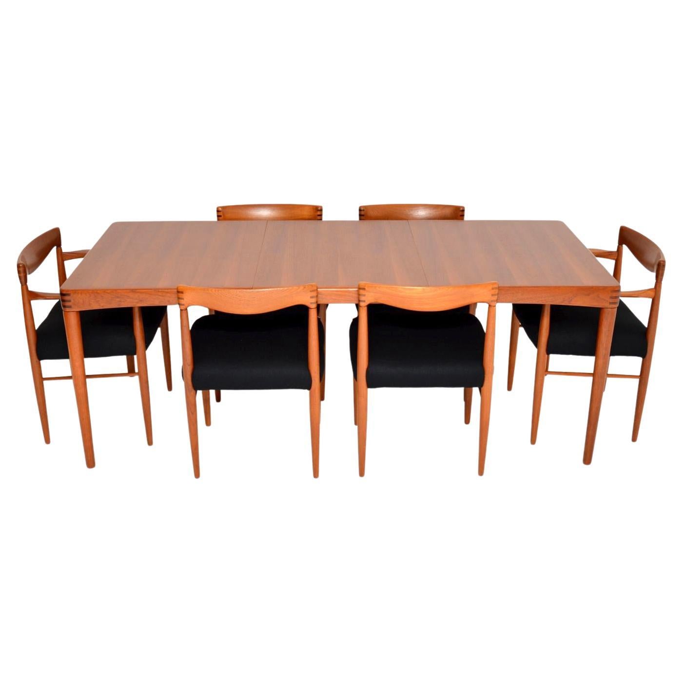 Vintage Danish Hans Olsen Teak Round Dining Table and Chair Set at 1stDibs