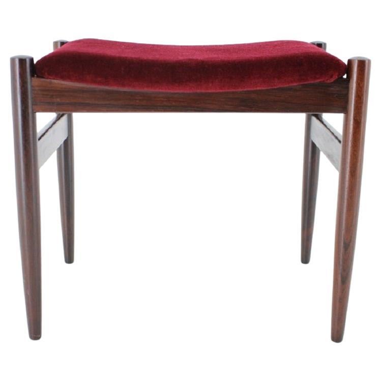 1960s Danish Teak Stool in Fabric For Sale at 1stDibs