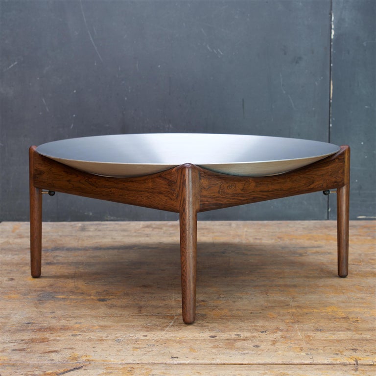 1960s Danish UFO Side Table Catch All Aluminum + Rosewood Fruit Bowl ...