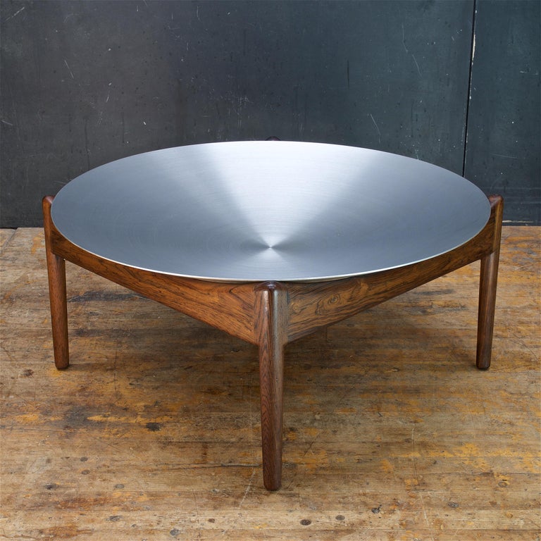 1960s Danish UFO Side Table Catch All Aluminum + Rosewood Fruit Bowl ...