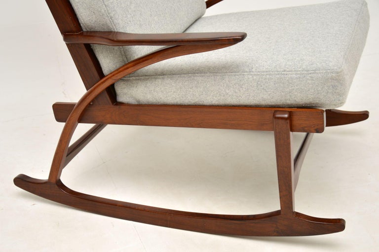 1960's Danish Vintage Walnut Rocking Chair at 1stDibs