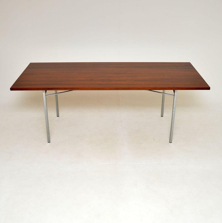 1960's Danish Vintage Wood and Steel Dining Table For Sale at 1stDibs