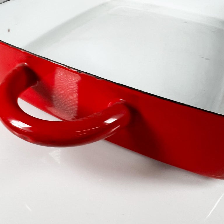 1960s Dansk International Baking Dish Red Enamelware Casserole ...