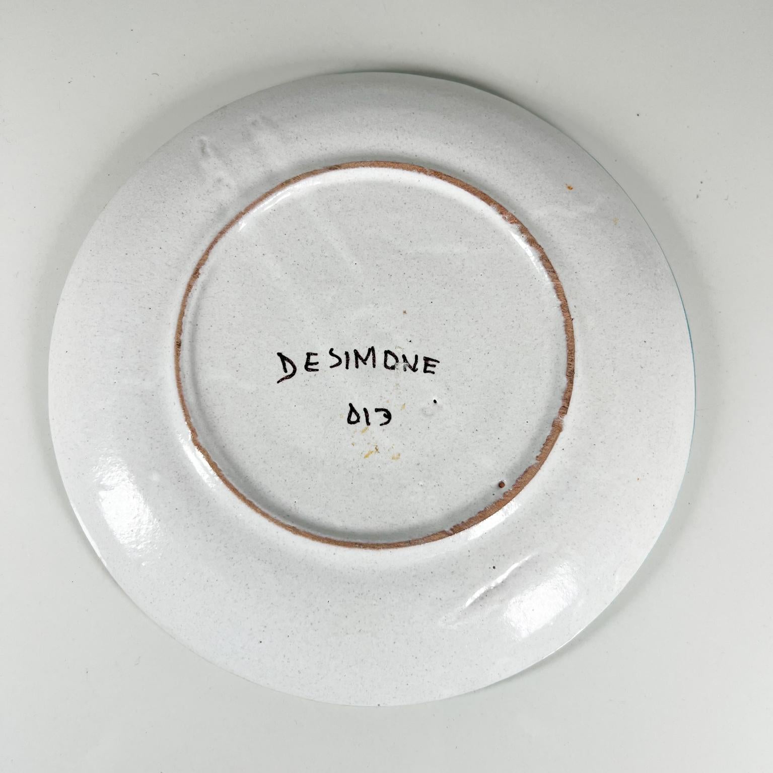 1960s DeSimone Pottery of Italy Colorful Ceramic Art Plate Hand Painted ...