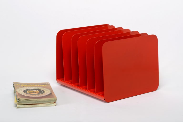 1960s Desktop File Organizer, Refinished in Red at 1stDibs