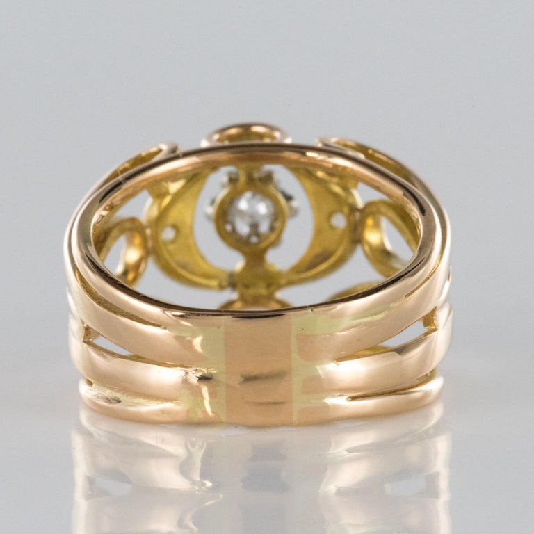 1960s Diamond 18 Karat Yellow Gold Retro Ring at 1stDibs