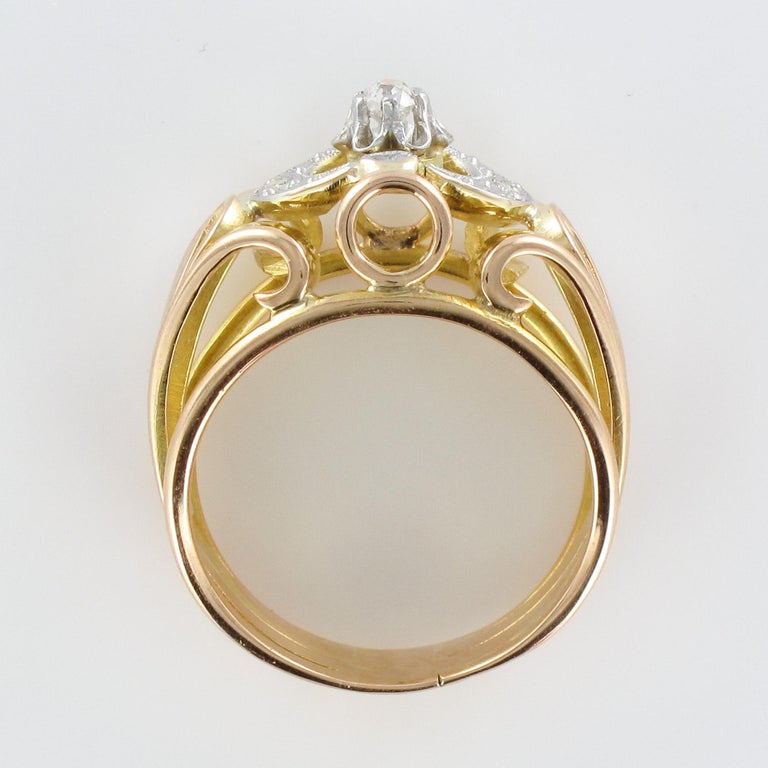 1960s Diamond 18 Karat Yellow Gold Retro Ring at 1stDibs