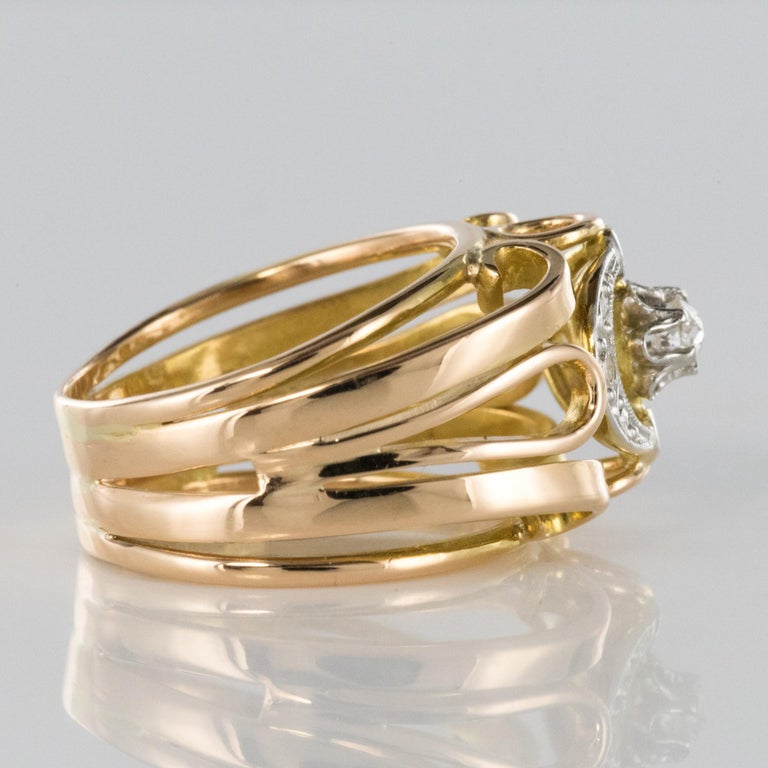 1960s Diamond 18 Karat Yellow Gold Retro Ring at 1stDibs