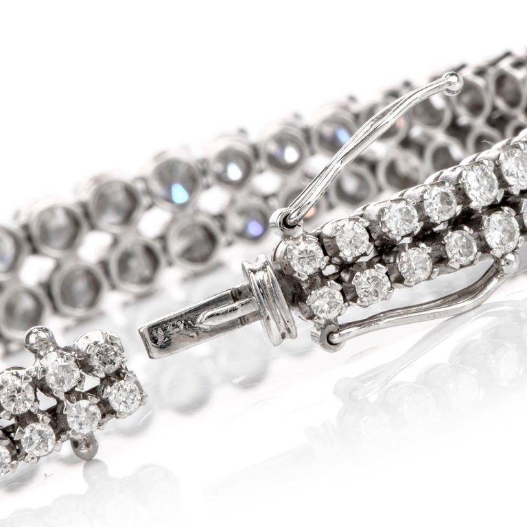 1960s Diamond Double Tennis Line 18 Karat White Gold Bracelet For Sale ...