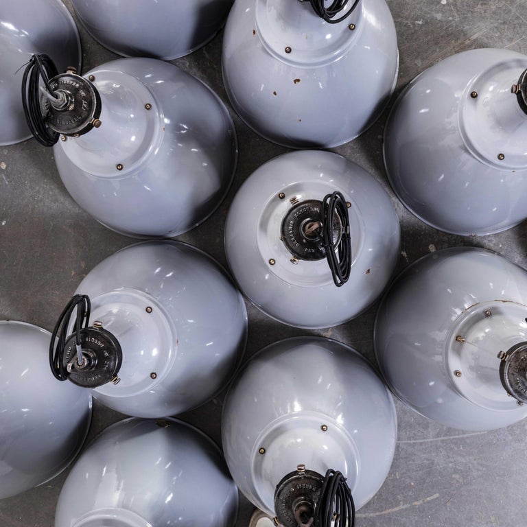 1960s Domed Benjamin Enamelled Pendant Lamps, Restored For Sale at 1stDibs