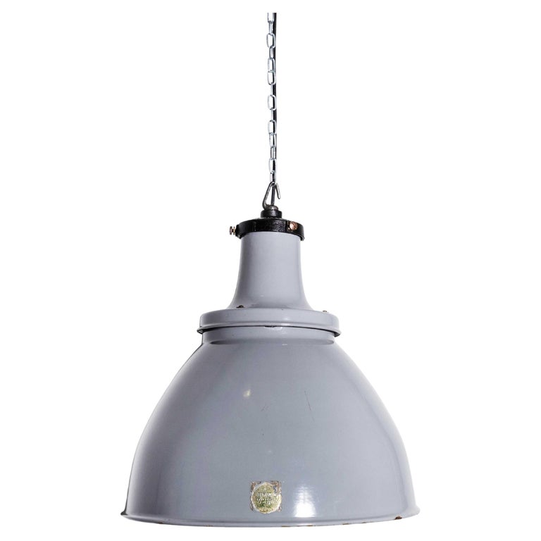 1960s Domed Benjamin Enamelled Pendant Lamps, Restored For Sale at 1stDibs