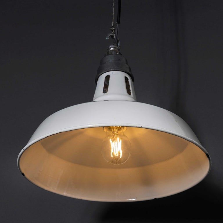 1960s Domed Simplex Enamelled Pendant Lamp, Restored For Sale at 1stDibs