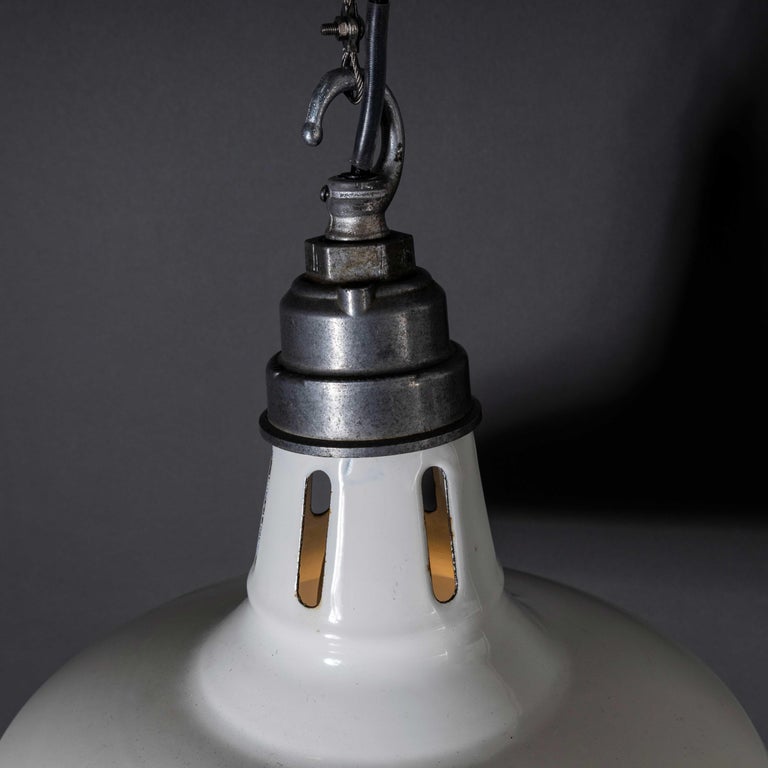 1960s Domed Simplex Enamelled Pendant Lamp, Restored For Sale at 1stDibs