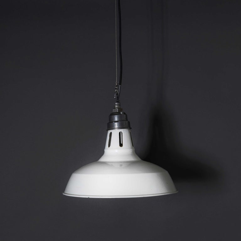 1960s Domed Simplex Enamelled Pendant Lamp, Restored For Sale at 1stDibs