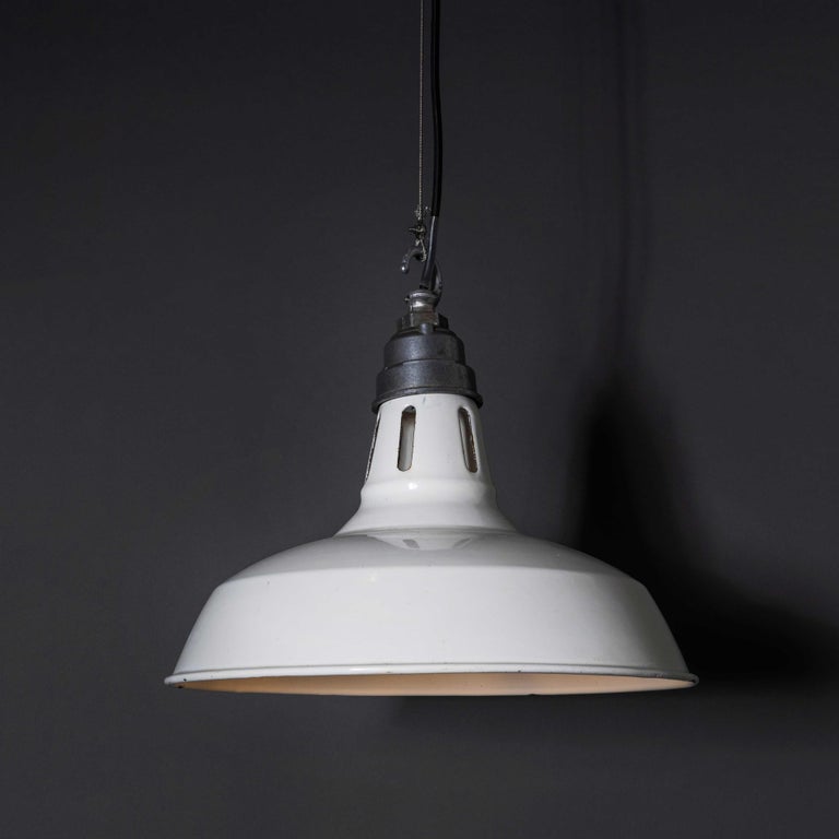 1960s Domed Simplex Enamelled Pendant Lamp, Restored For Sale at 1stDibs