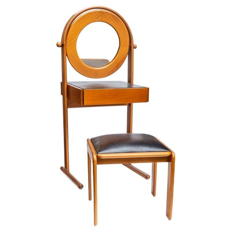 1960s Dressing Table with Circular Mirror and Stool School of Ettore ...