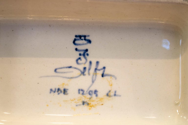 1960s Dutch White and Blue Delf Ceramic Cow Statue Figure For Sale at ...