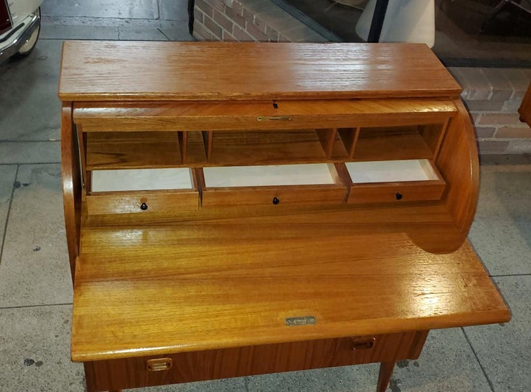 1960s Egon Ostergaard Scandinavian Roll Top Desk Swedish Secretaire ...