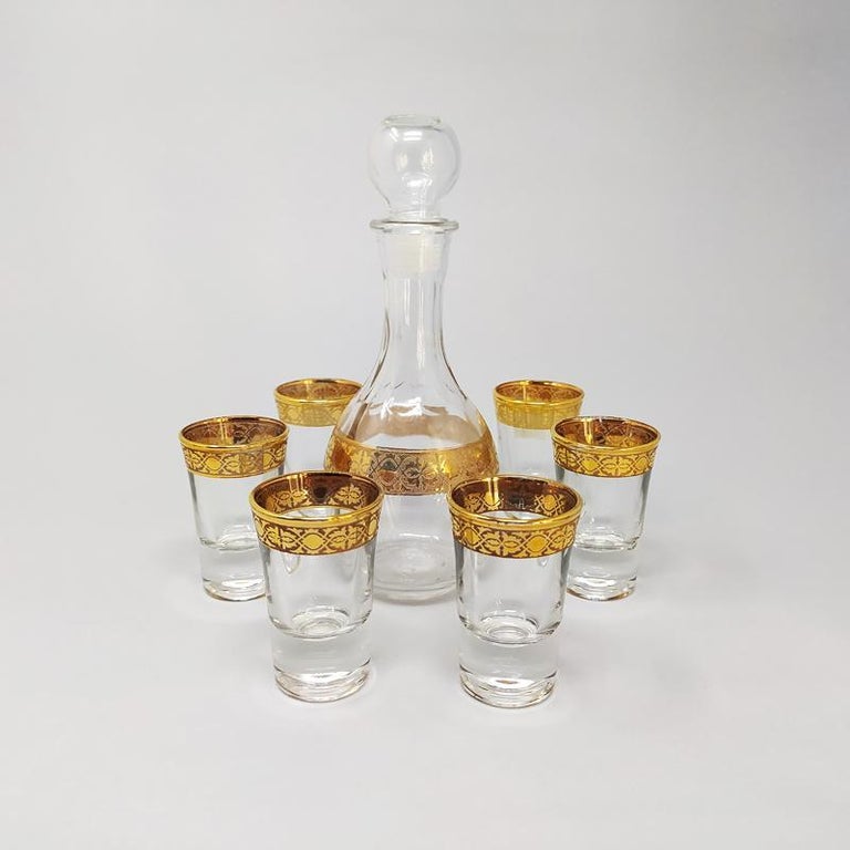 1960s Elegant Italian Decanter with 6 Glasses For Sale at 1stDibs