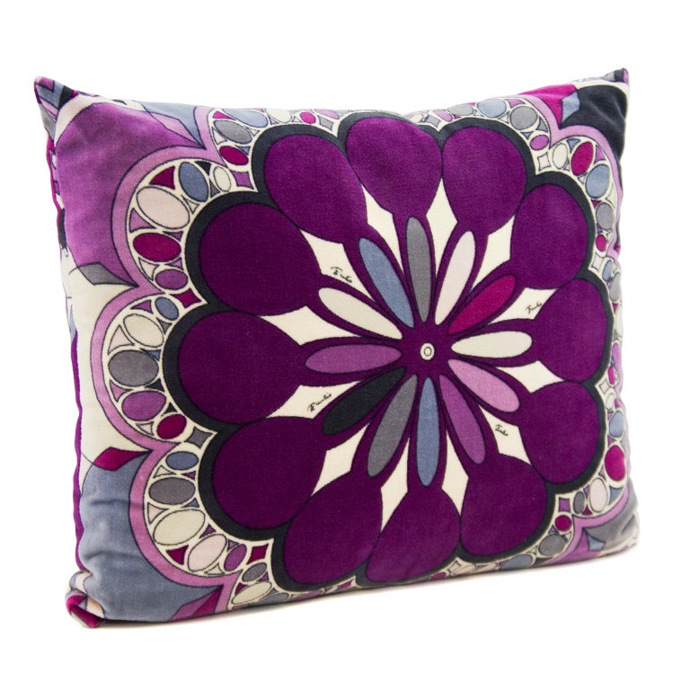 1960s Emilio Pucci Purple Velvet Printed Pillow at 1stDibs