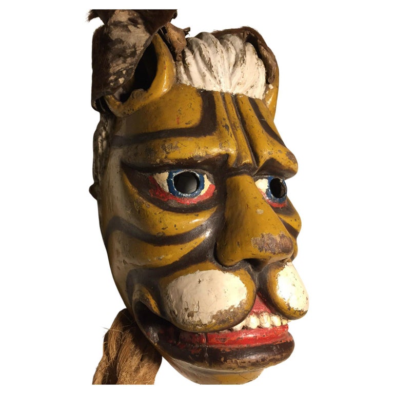 1960s, Ethnographic, Danced, Ecuadorian 'Ecuador' Wooden Lion Mask w ...