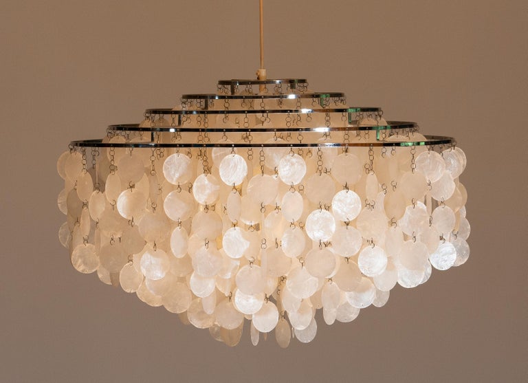 1960s, Extra Large Capiz Shell Chandelier by Verner Panton for Luber Ag ...