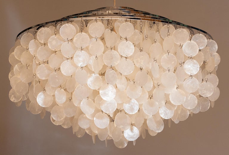 1960s, Extra Large Capiz Shell Chandelier by Verner Panton for Luber Ag ...