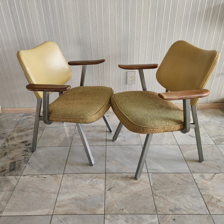 1960s Industrial Modern Set of Two Armchairs Royal Metal Style of ...