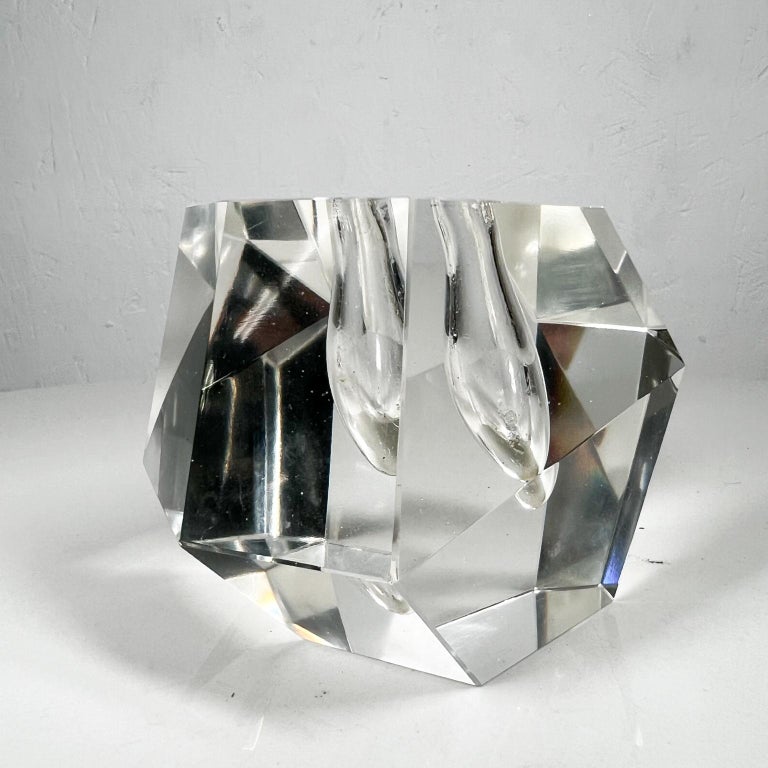 1960s Faceted Crystal Orchid Bud Vase Art Glass Paperweight Iittala For ...