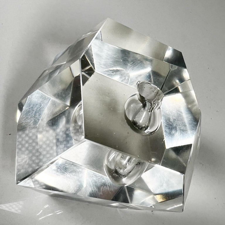 1960s Faceted Crystal Orchid Bud Vase Art Glass Paperweight Iittala For ...