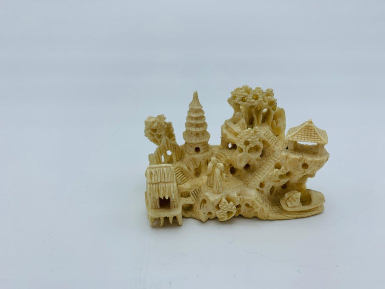 1960s Faux Ivory Ornate Scenery Sculptures, Set of 9 For Sale at 1stDibs