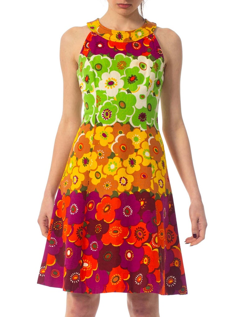 1960S Floral Cotton Mod Dress For Sale at 1stDibs