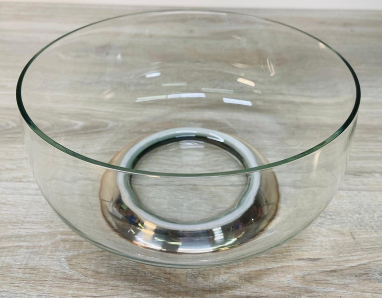 1960s Footed Glass Punch Bowl and Tumblers, Set of 9 For Sale at 1stDibs