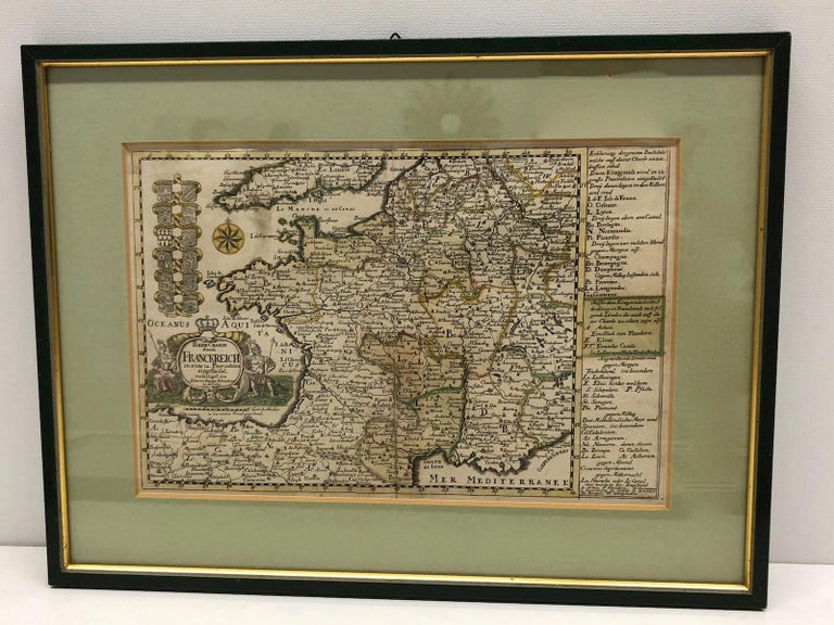 1970s Framed Antique Map of France, France, 1740s Original For Sale at ...