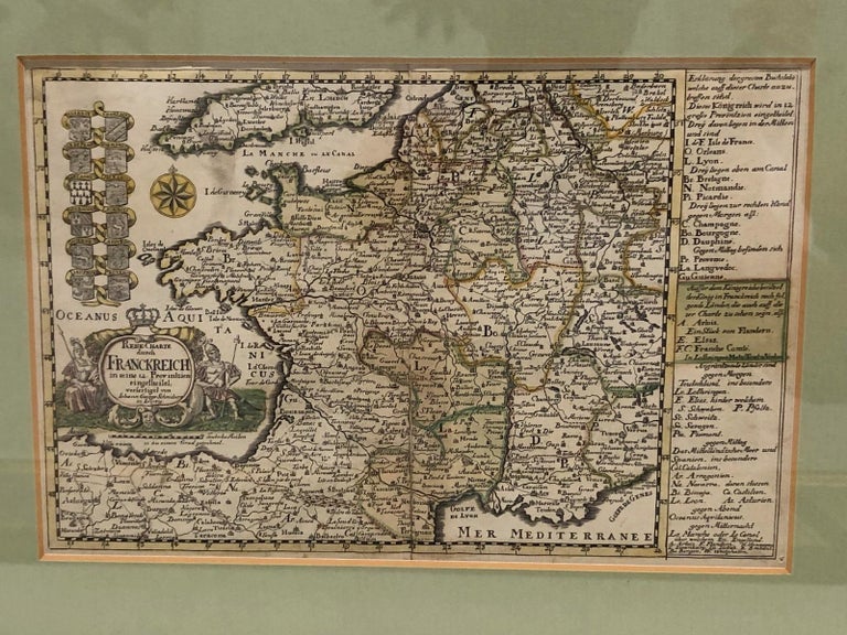 1970s Framed Antique Map of France, France, 1740s Original For Sale at ...