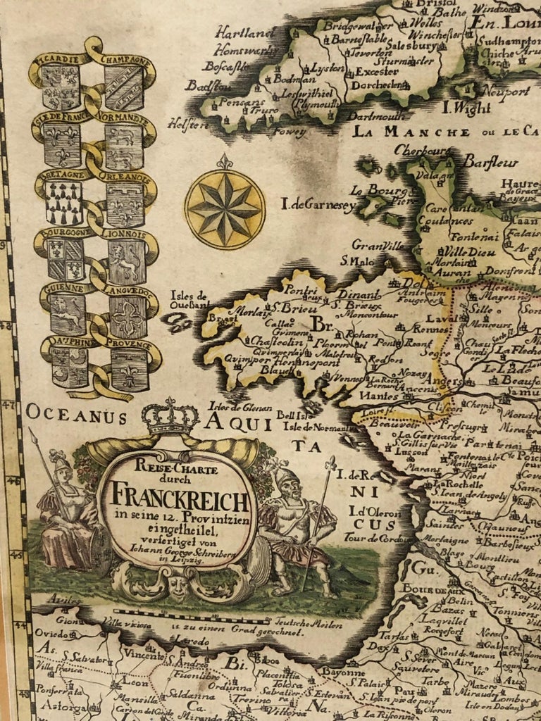 1970s Framed Antique Map of France, France, 1740s Original For Sale at ...