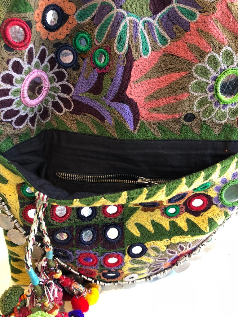 1960s Frank Olive Jade Green Straw Hat and Moroccan Textile Boho Clutch ...