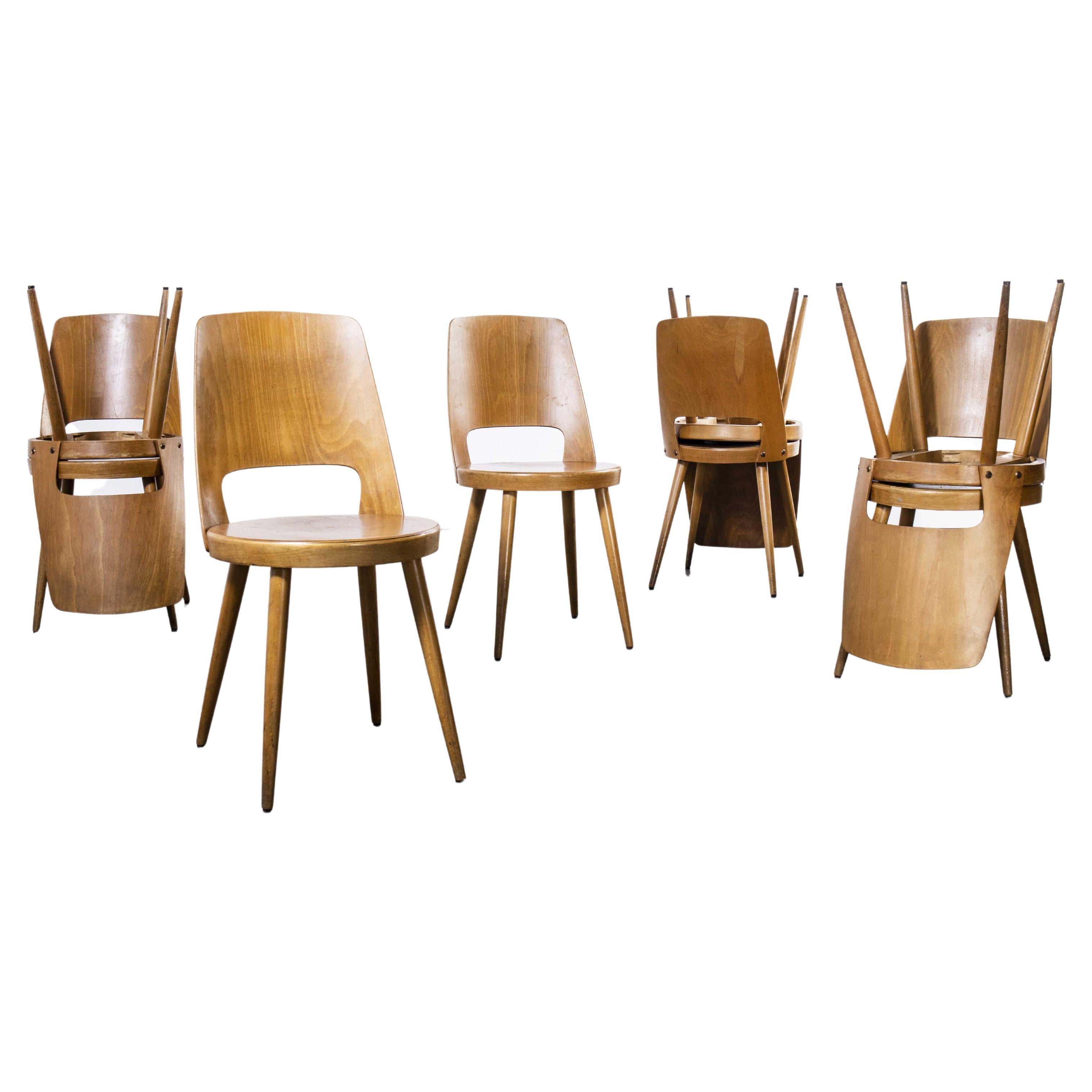 1960's French Baumann Light Beech Bentwood Mondor Dining Chair, Set of ...