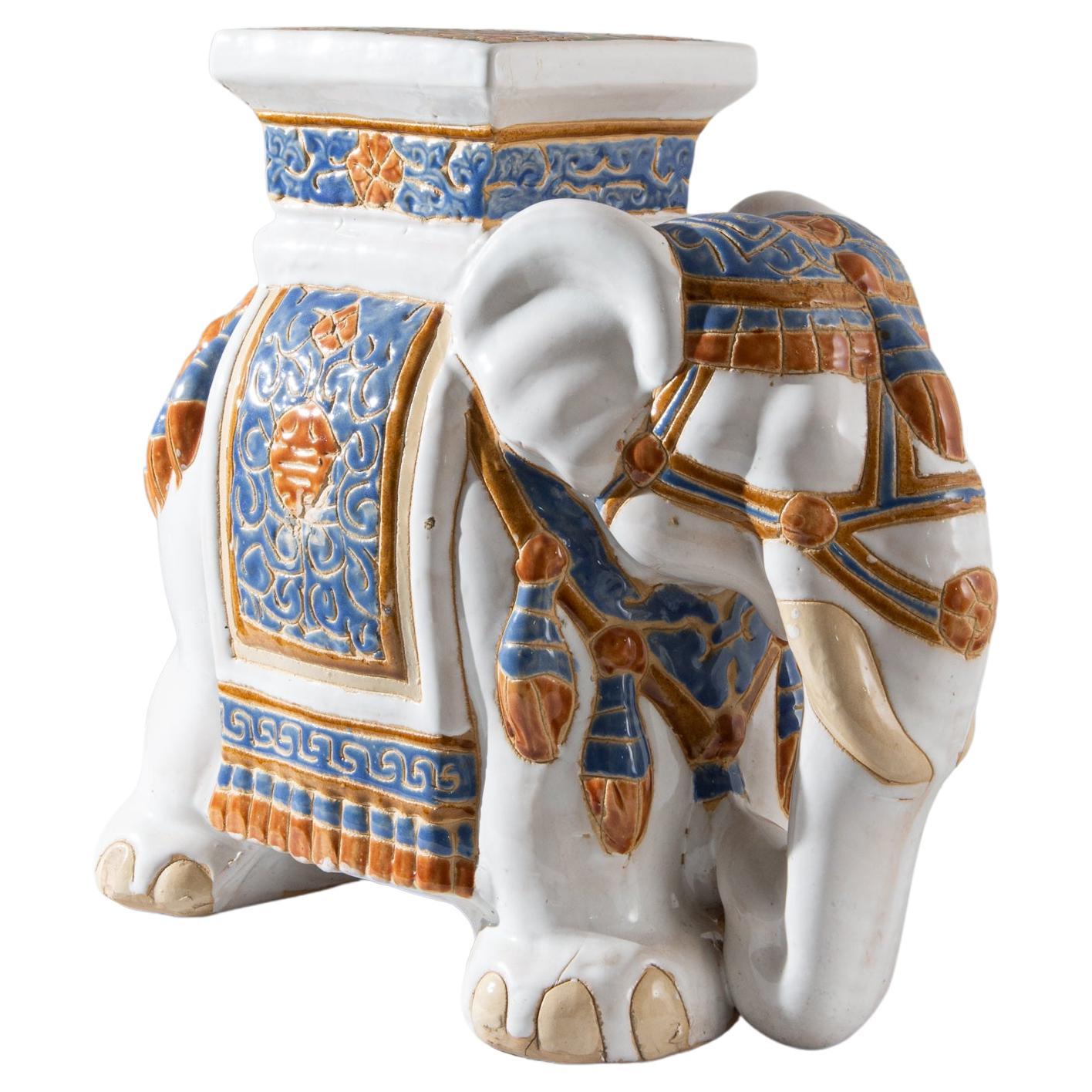 Vintage Blue Ceramic Elephant by Sevres of France at 1stDibs