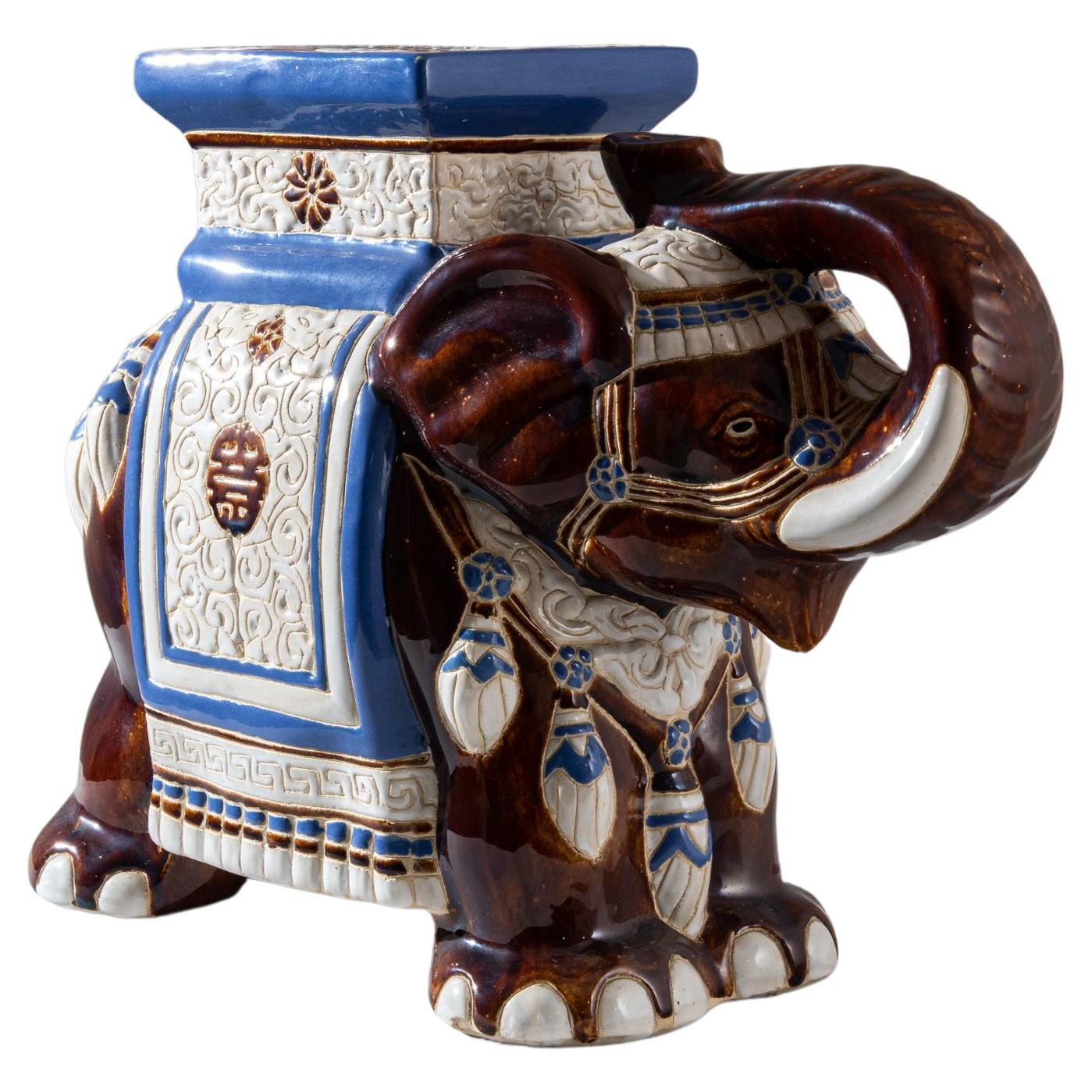 Vintage Blue Ceramic Elephant by Sevres of France at 1stDibs