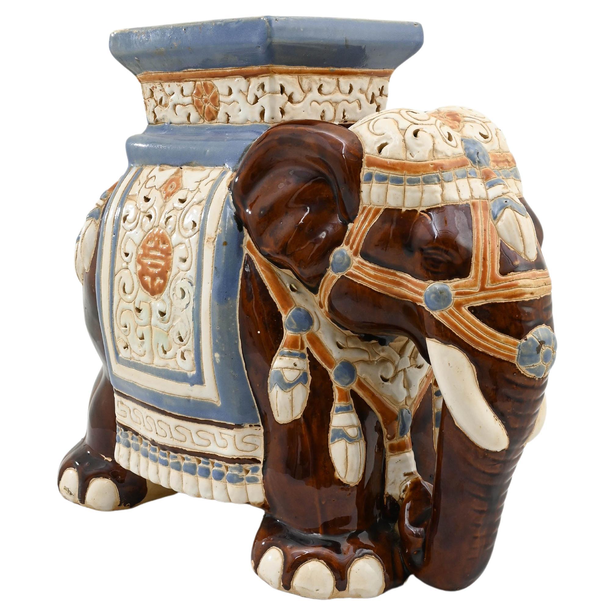 1960s French Ceramic Elephant For Sale at 1stDibs
