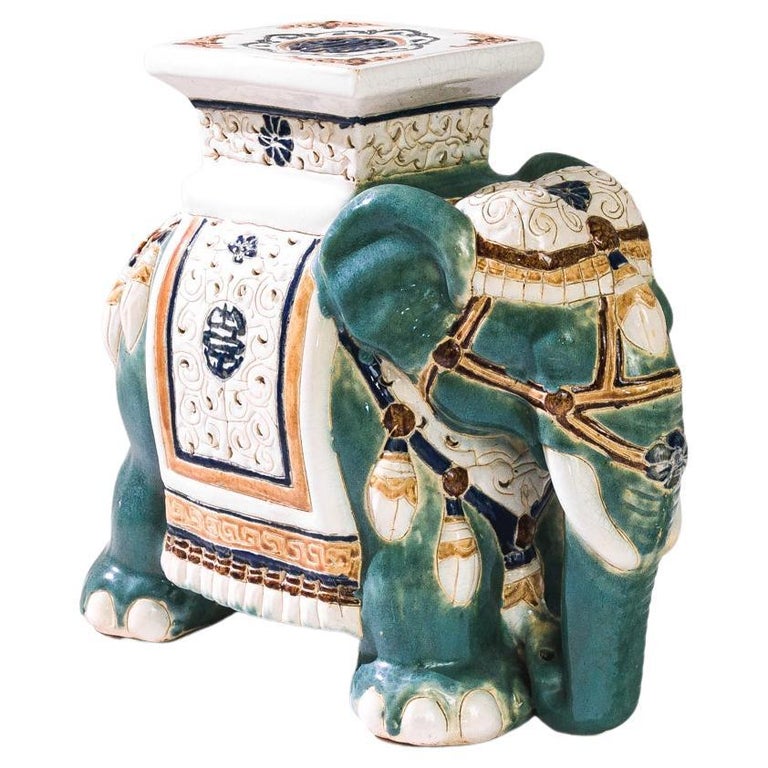 1960s French Ceramic Turquoise Elephant at 1stDibs