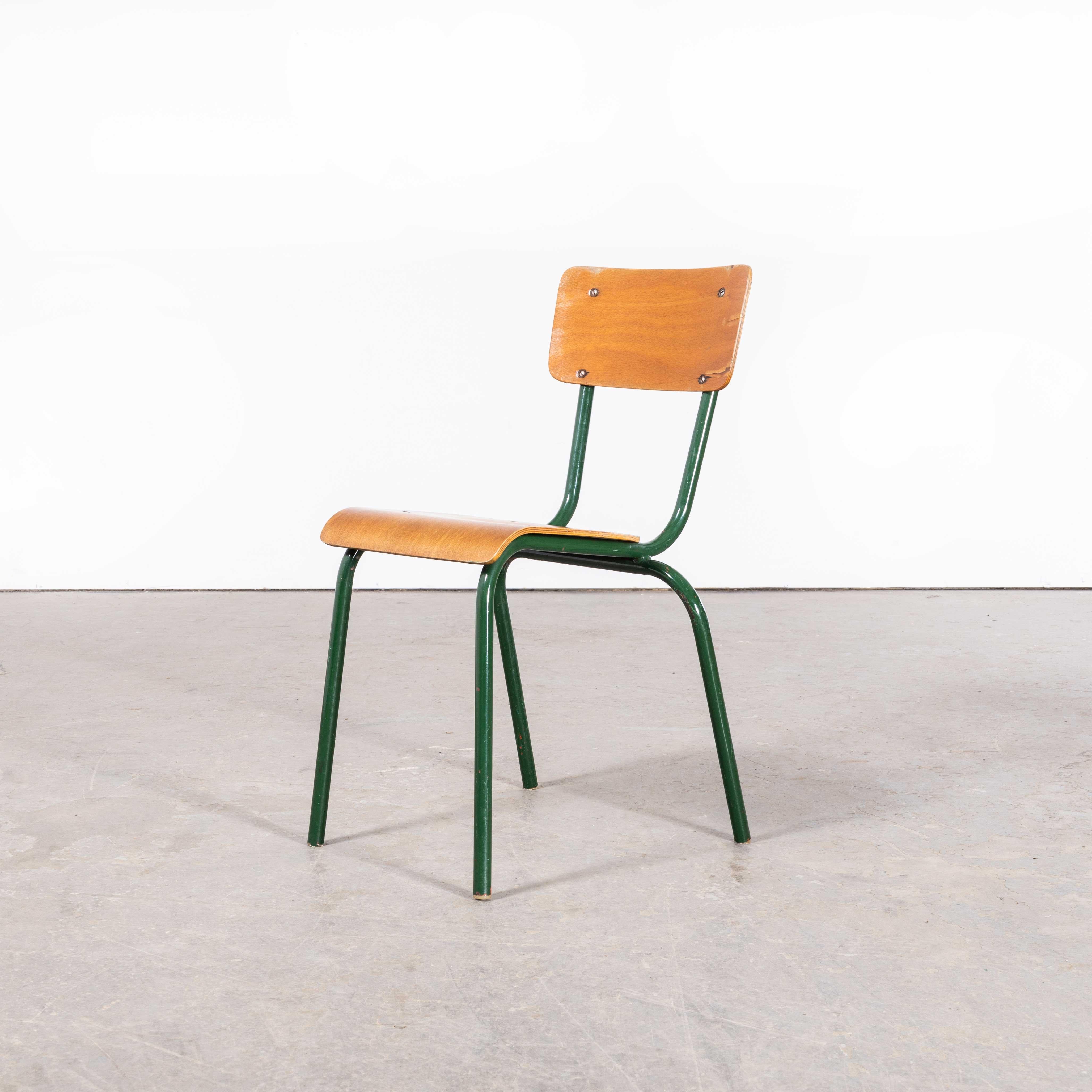 1960's French Mullca Dark Green Simple Stacking Dining Chairs - Large ...