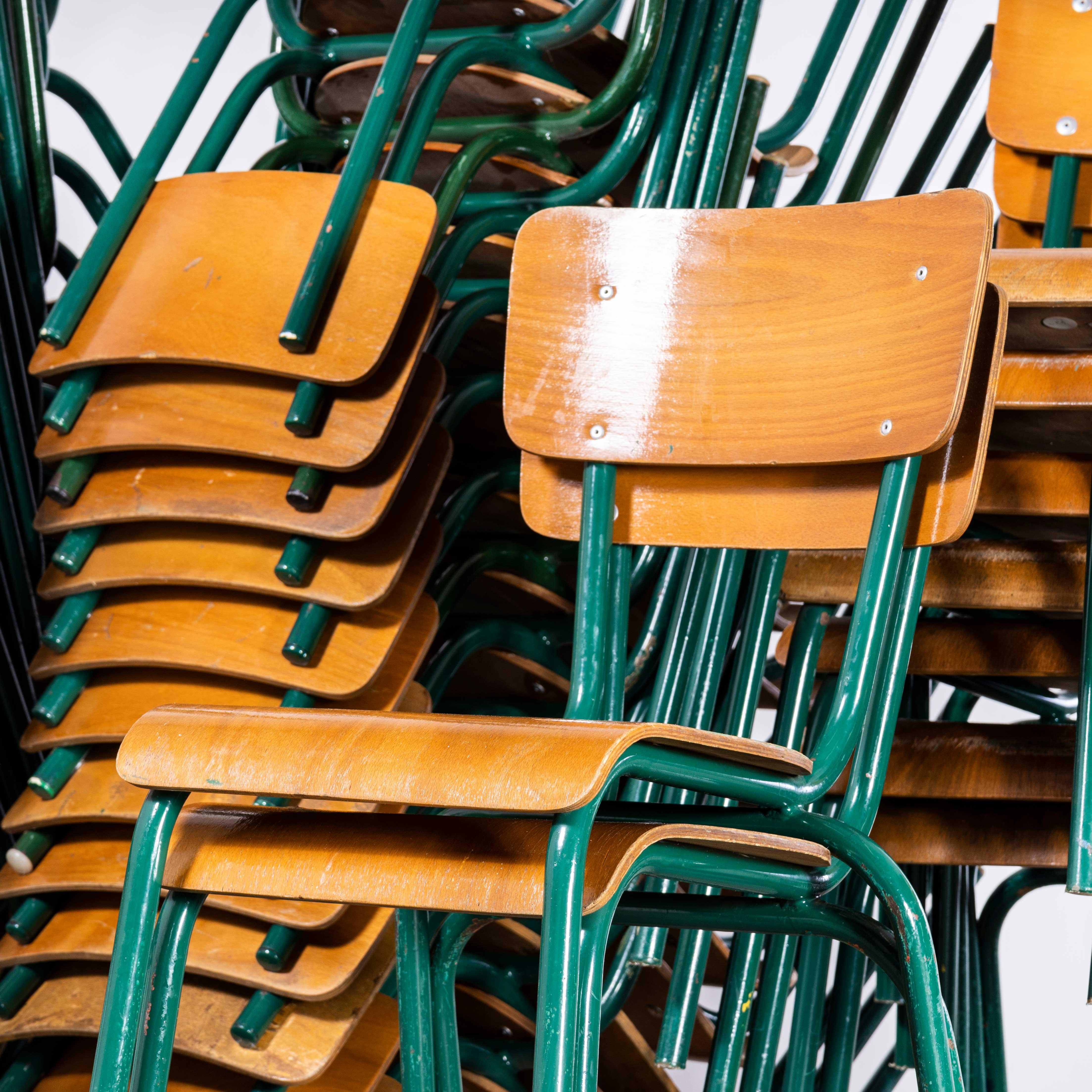 1960's French Mullca Dark Green Simple Stacking Dining Chairs - Large ...